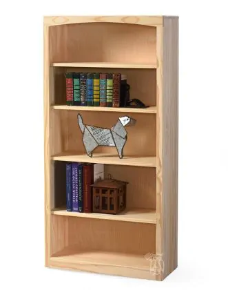 Solid Pine Wood Unfinished Modern Style Bookcase 30 wide x 60 high Archbold Furniture Hoot Judkins Furniture
